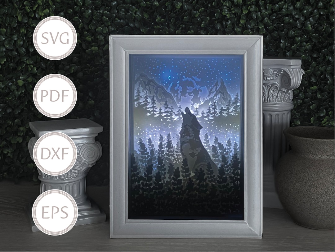 Wolf Paper Cut Light Box Files, SVG Template, Layered Cardstock ...