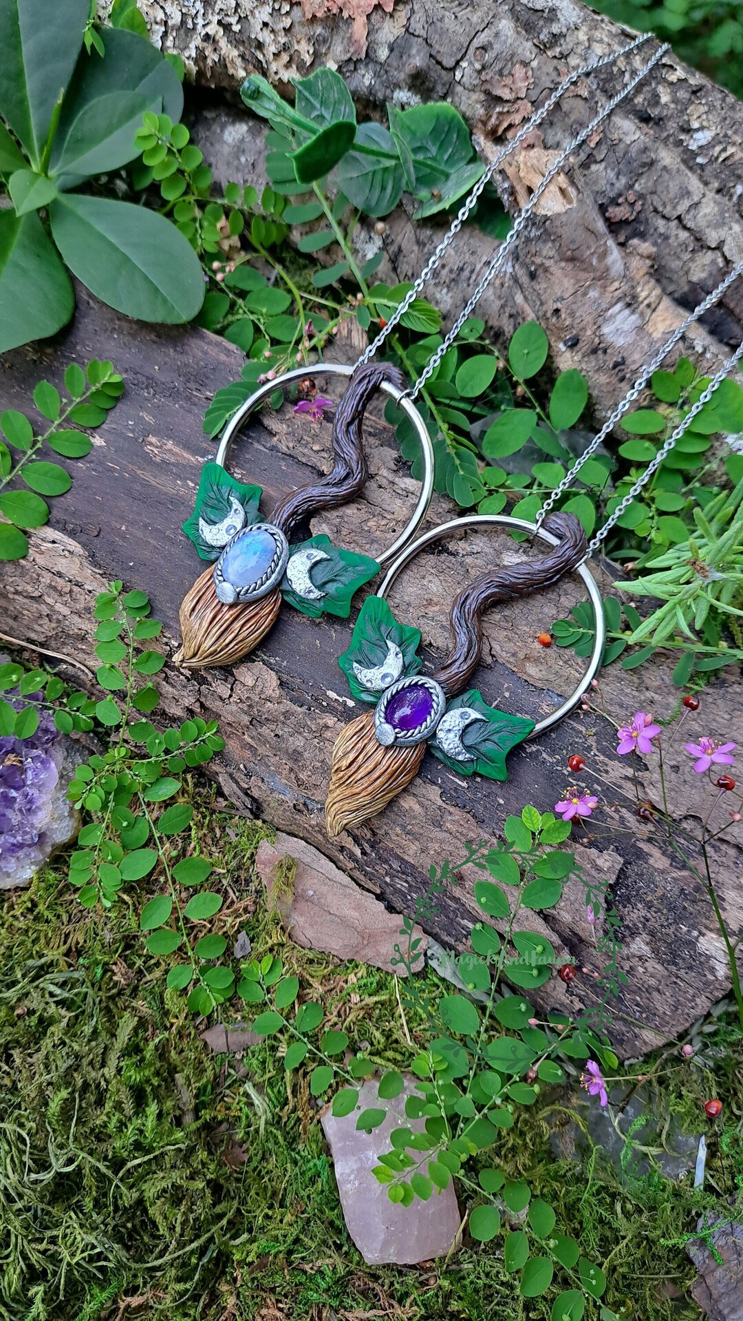Handmade Witch Broom Crystal Necklace | Witchy Women Necklace ...