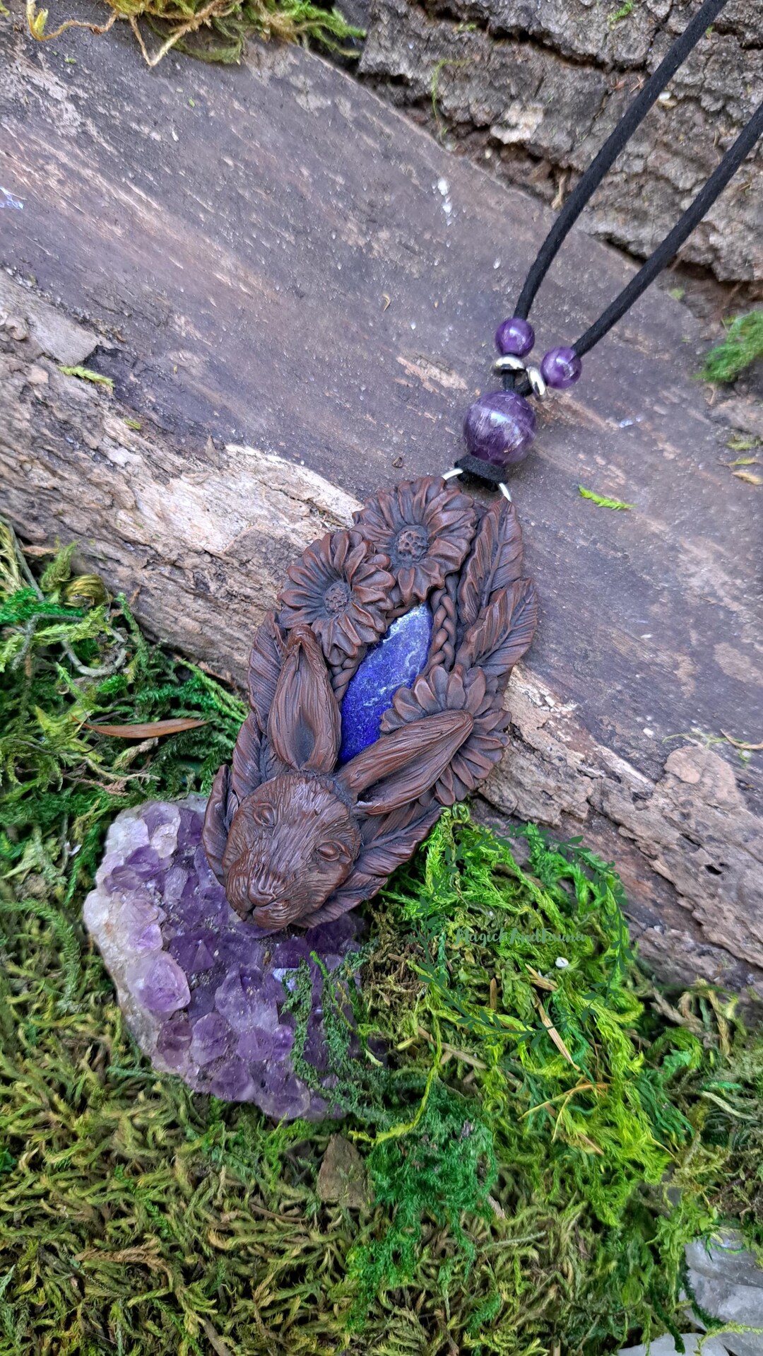 Rabbit Spirit Totem Crystal Necklace | Lapis Lazuli | Rabbit Lover Gift ...