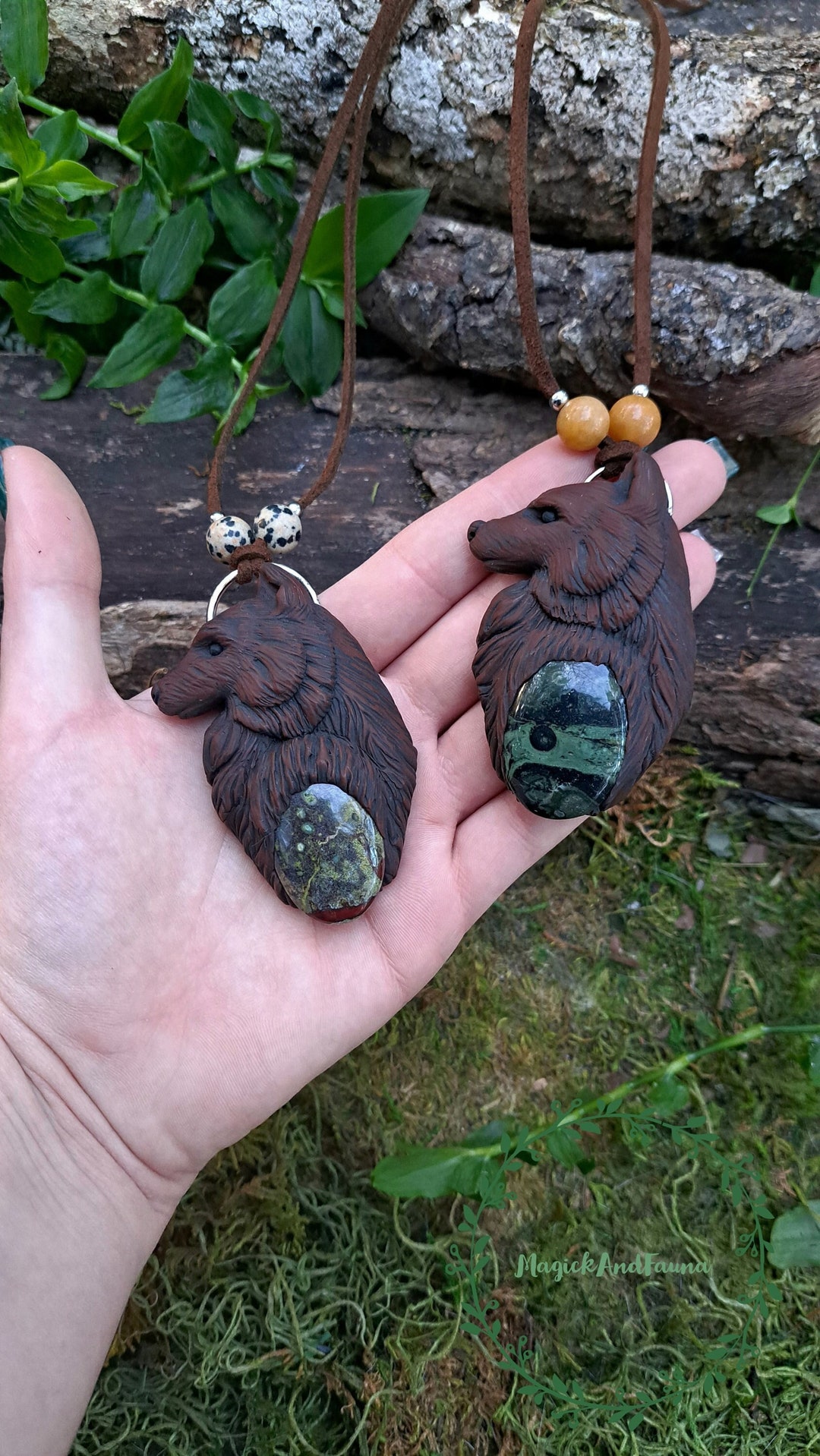 Handmade Wolf Totem Necklace: Jasper Spirit Animal Pendant - Etsy