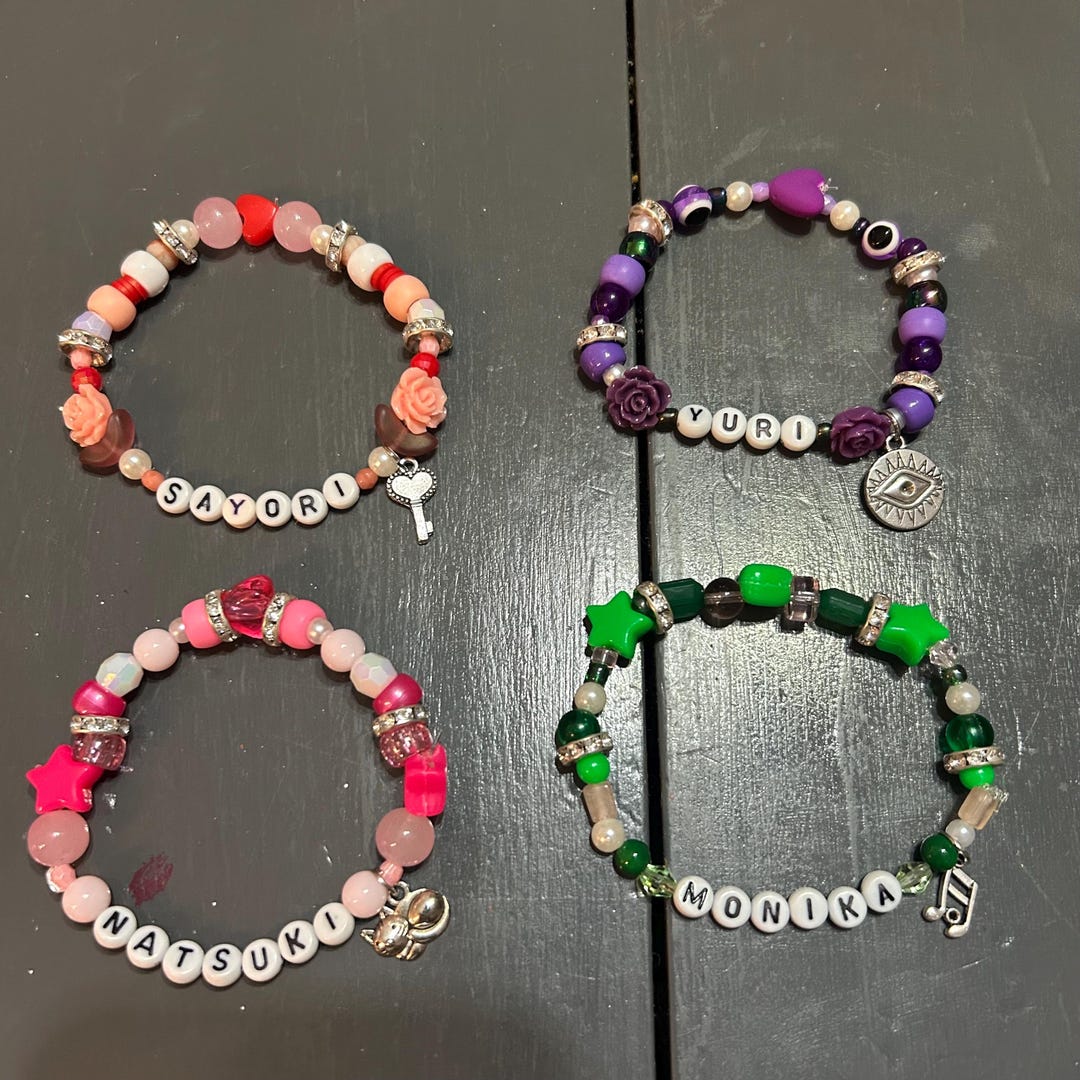 Doki Doki Literature Club Inspired Character Beaded Bracelets | Dan ...