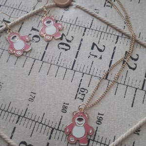 Lotso Bear Charm, Lotso Hugs Toy Story, Earrings and Necklace Set - Etsy