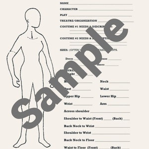 Costume Measurements File/worksheets - Etsy