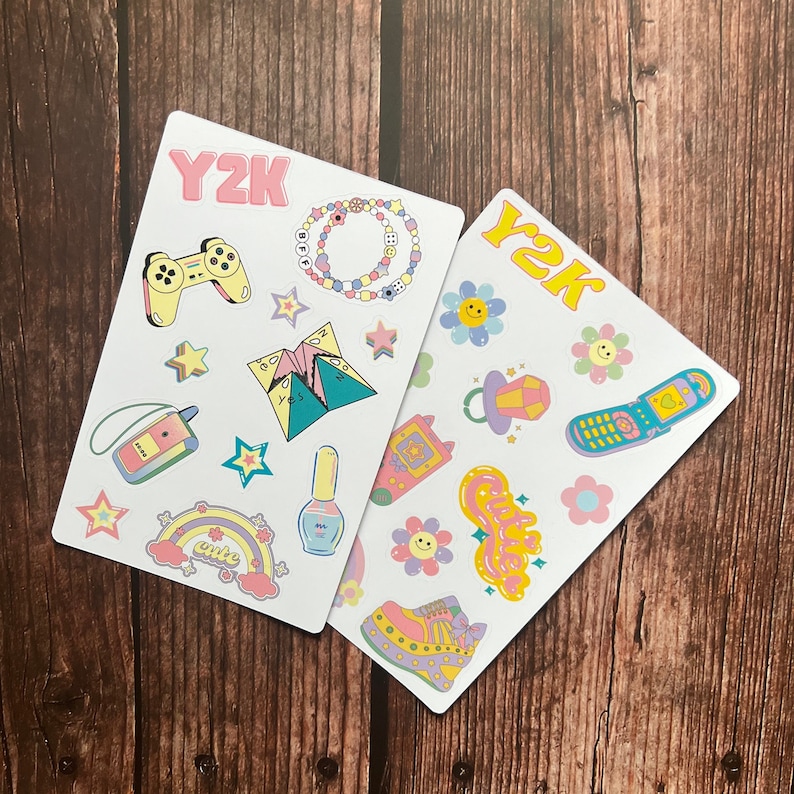 Cute Y2K, 2000s Aesthetic Sticker Sheets for Journaling, Scrapbooking ...