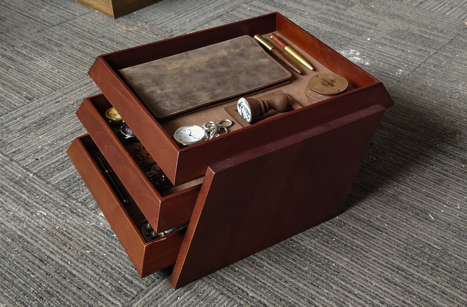 Wood Desk Organizer Set for Office / Wood Paper Sorter Tray / - Etsy