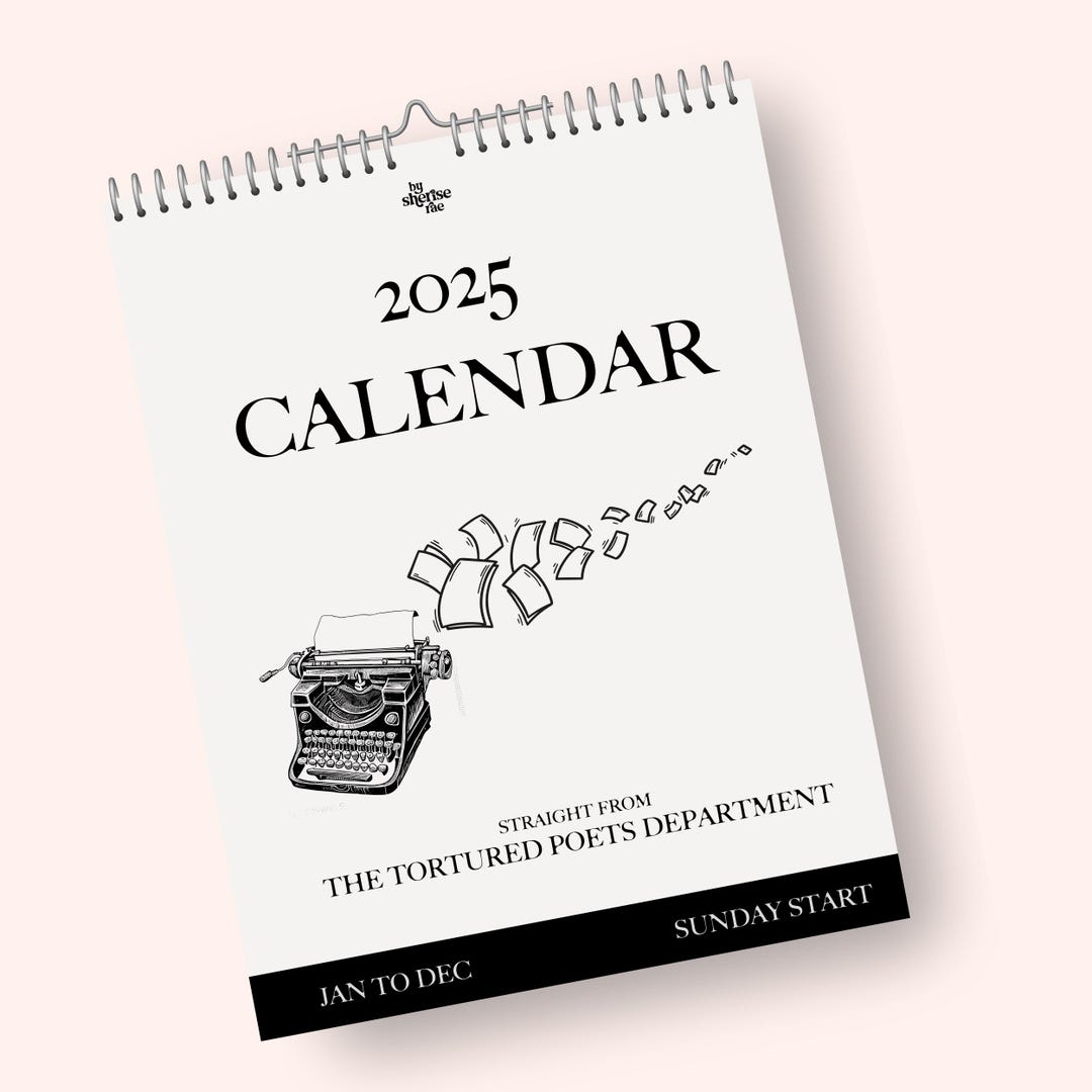 2025 Tortured Poet Wall Calendar Single Sided Home Office Decor Swiftie ...