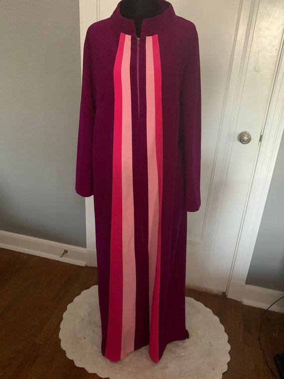1970s Purple and Pink Color Block Robe - Gem
