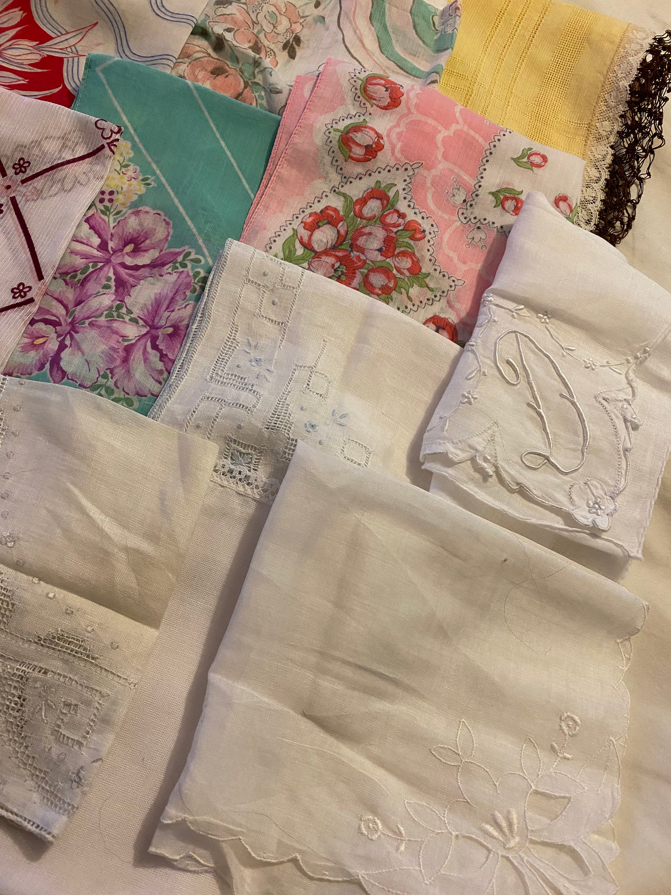 Large Lot of Vintage Handkerchiefs | Etsy