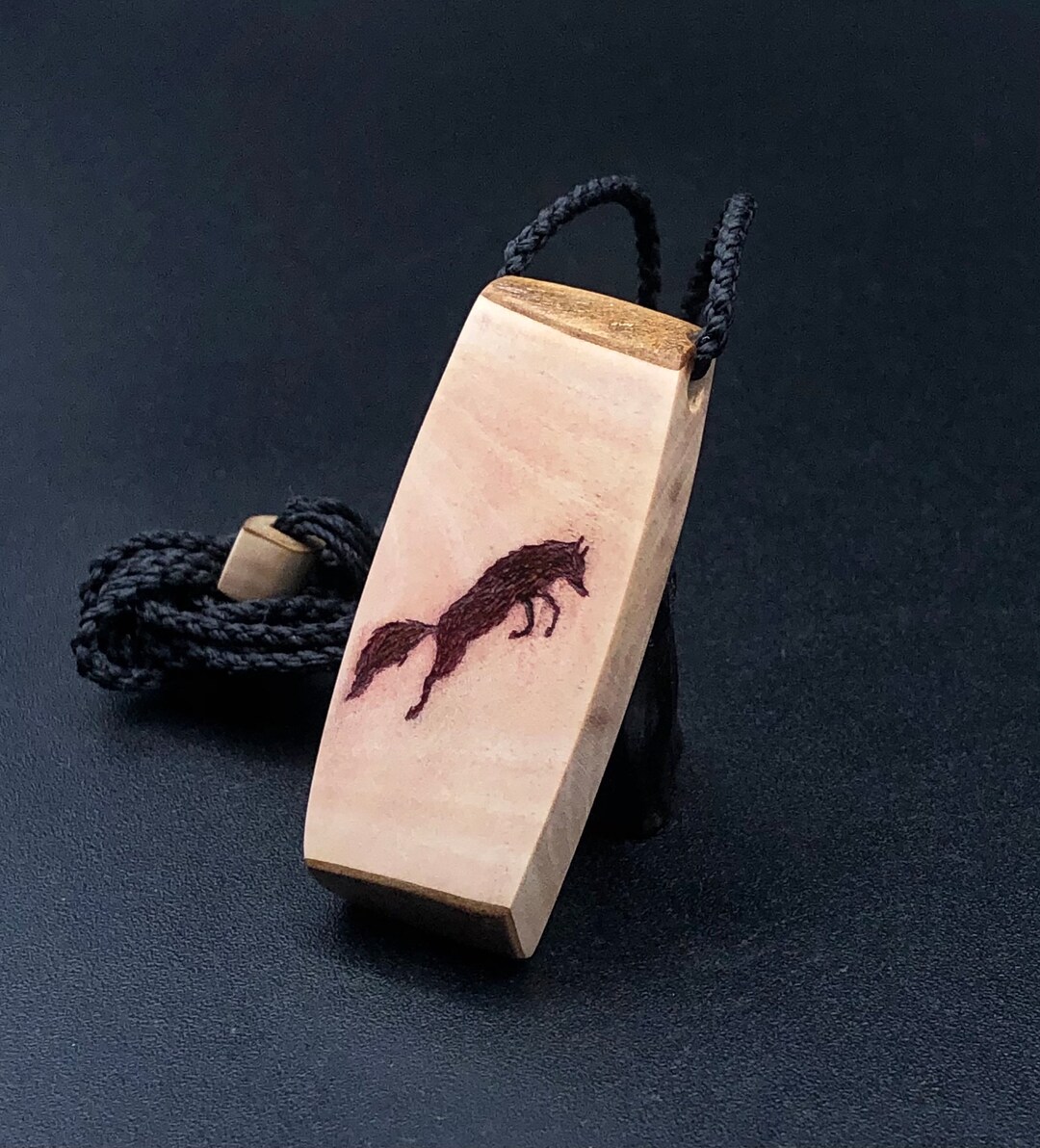 Carved Fox Pendant, Fox Necklace, Wood Fox Pendant, Fox Jewelry, Hand ...