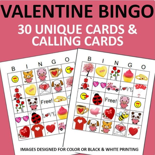 Valentine Bingo Cards - Etsy