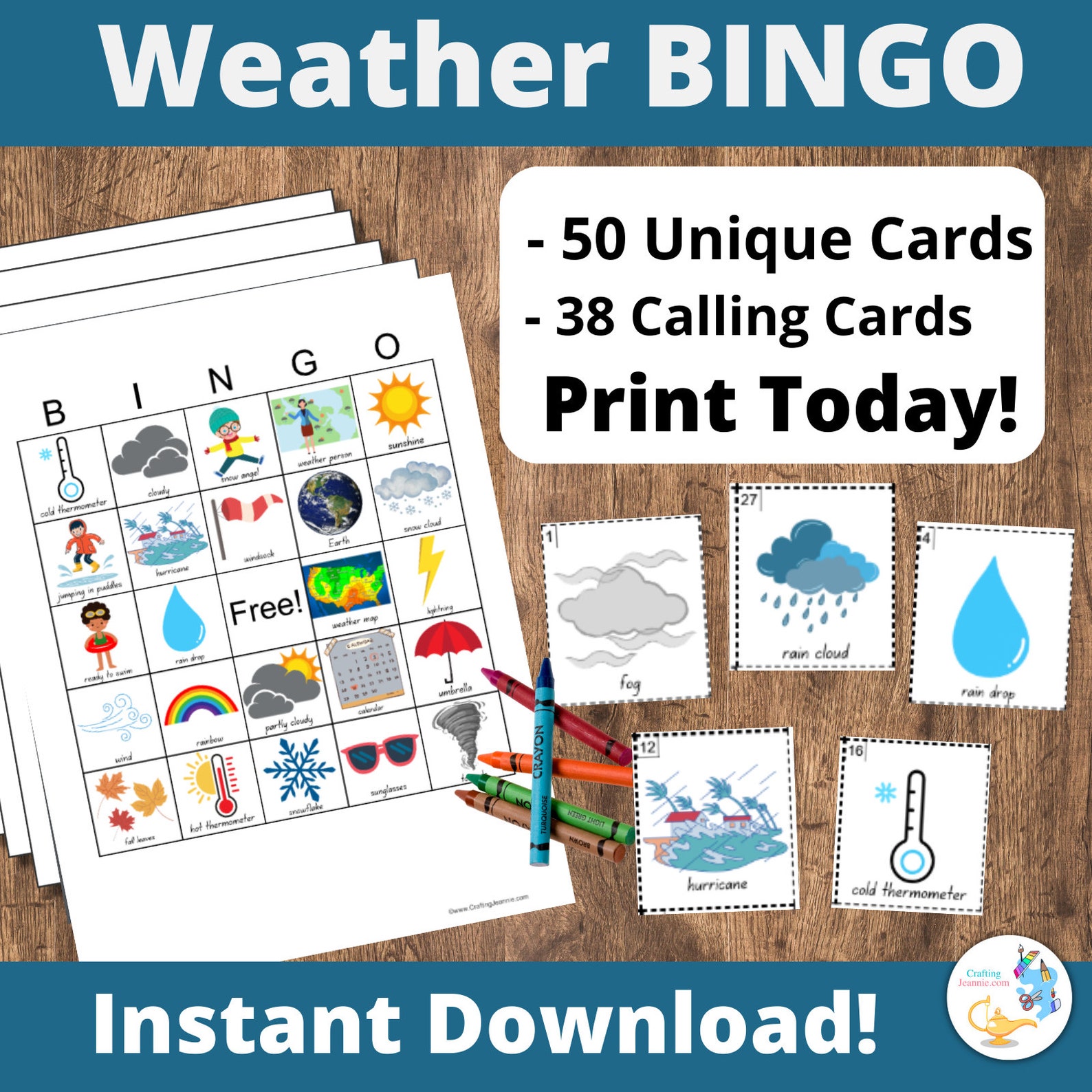 Weather BINGO Game for Preschoolers, Activities for Preschool Weather ...