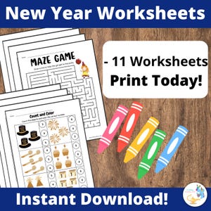 Printable New Year Worksheets for Preschoolers, Kindergarteners, and ...