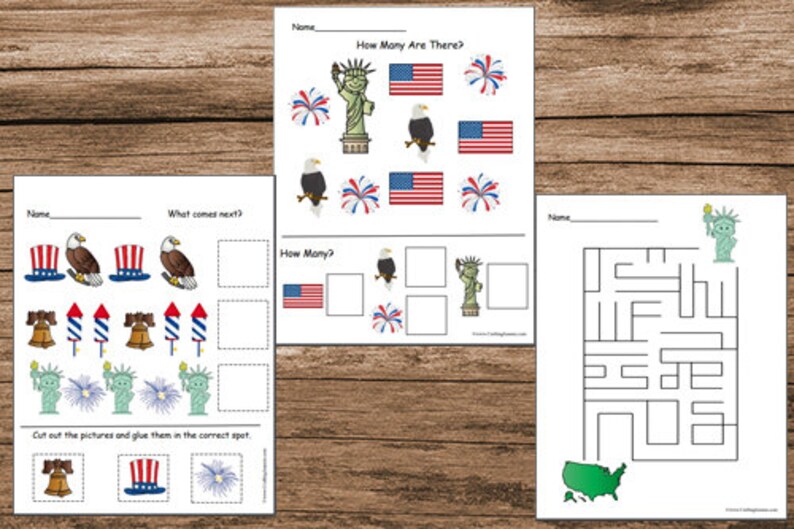 USA Preschool Worksheets Printable - Patriotic Worksheets - Fourth of ...