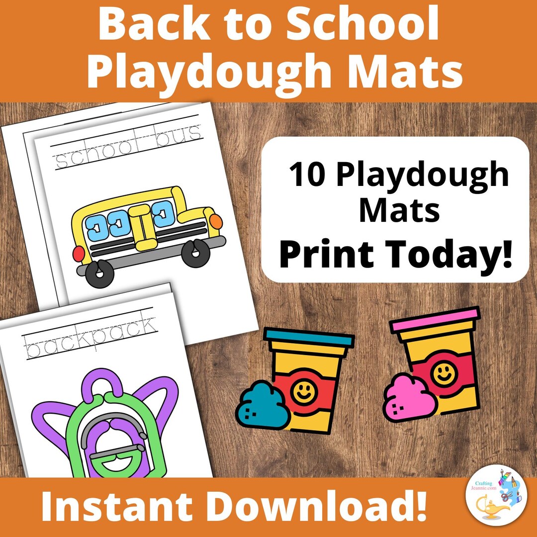 Back to School Playdough Mats for Preschoolers, School Supply Activity ...