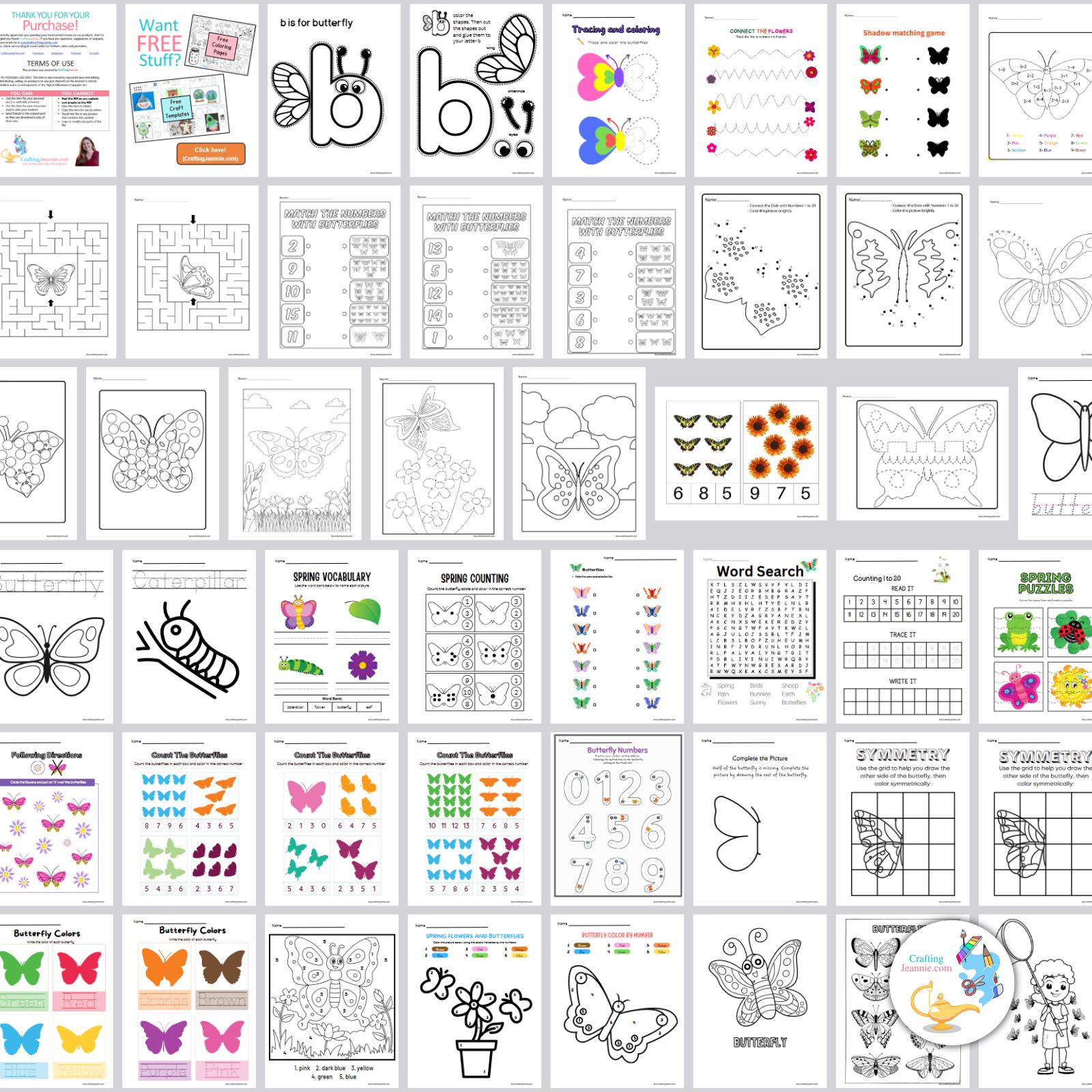 Butterfly Worksheets for Kids, Butterfly Workbook for Preschoolers ...