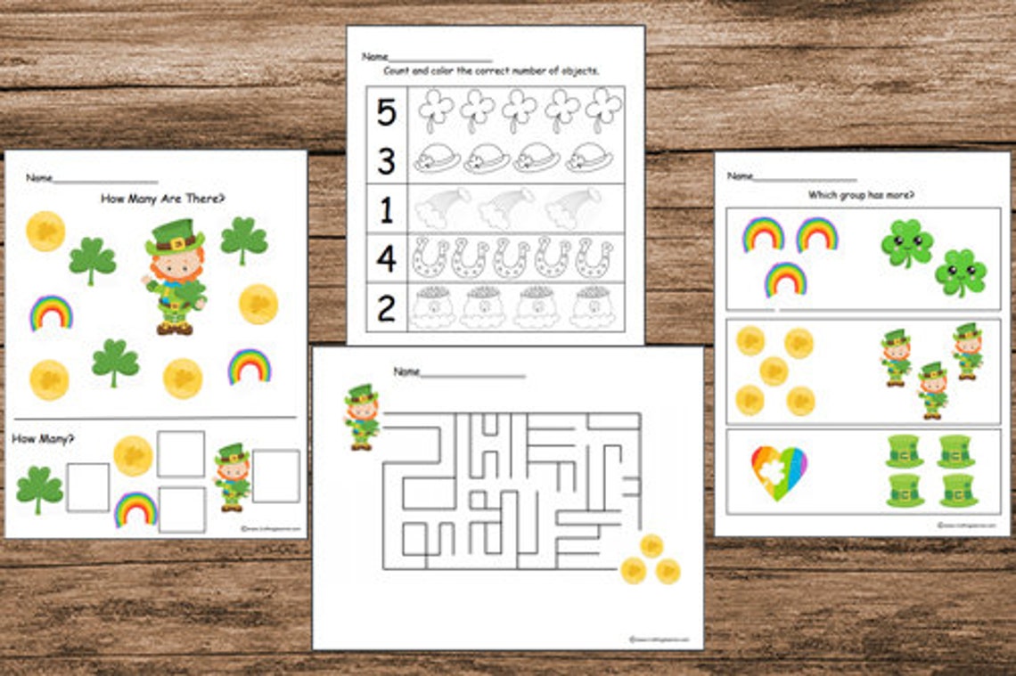St. Patrick's Day Preschool Worksheets Printable - Etsy