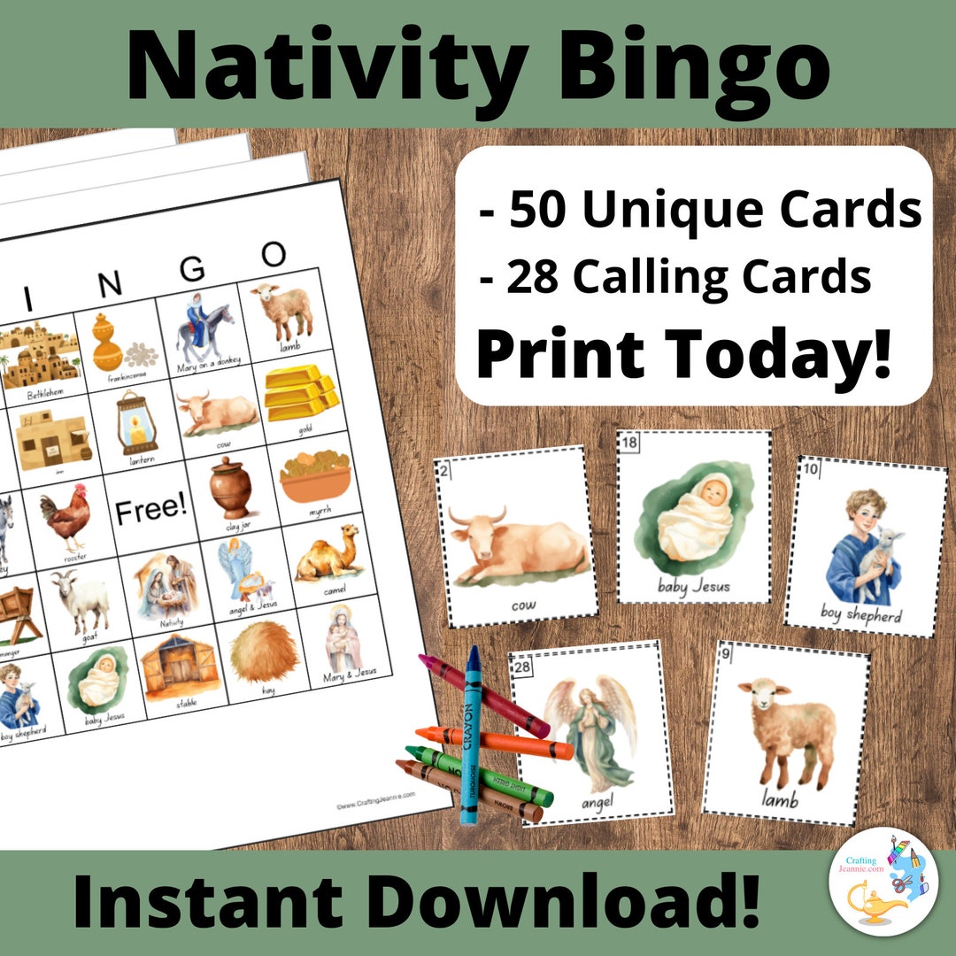 50 Nativity Bingo Cards | Instant Download | Christian Christmas ...