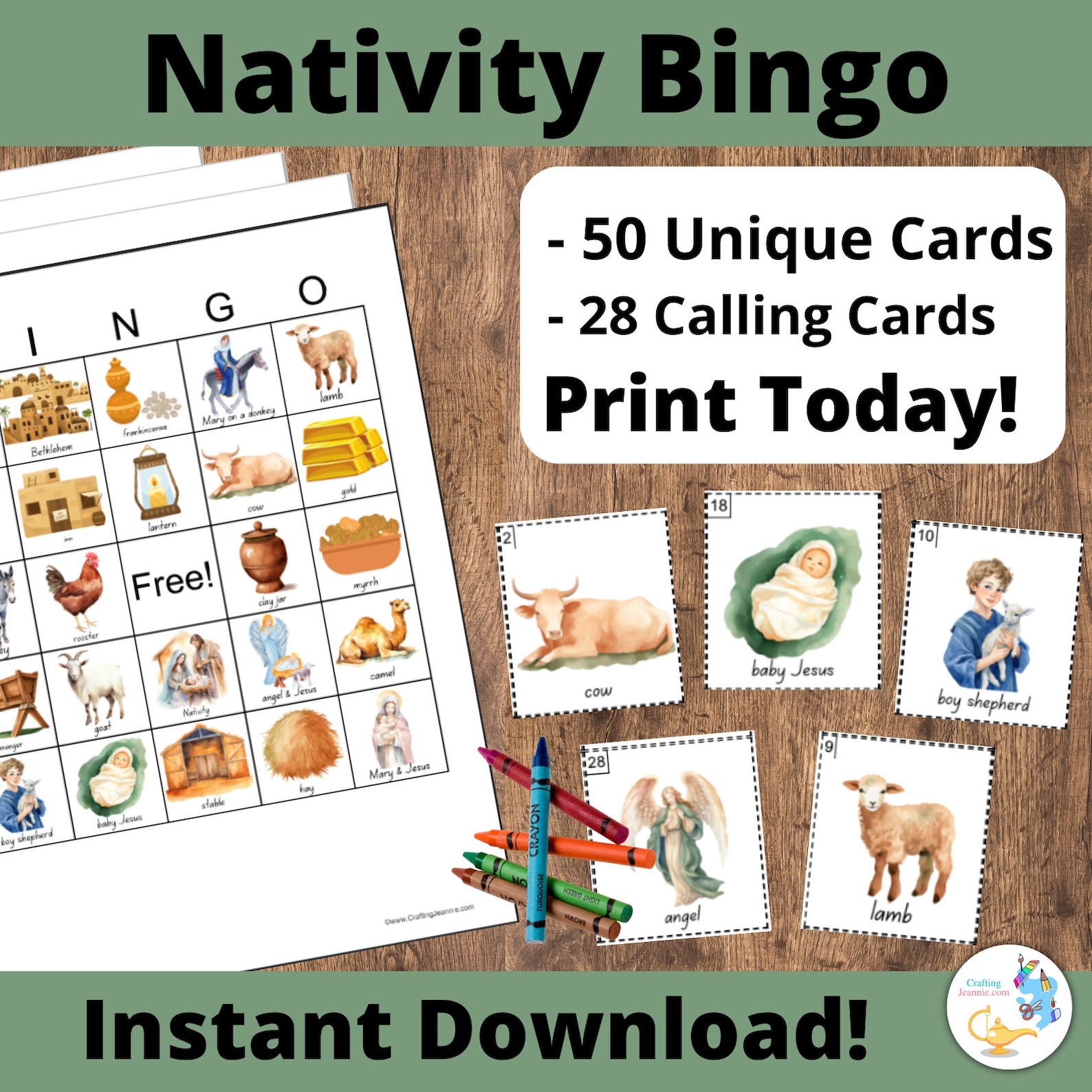 50 Nativity Bingo Cards | Instant Download | Christian Christmas ...
