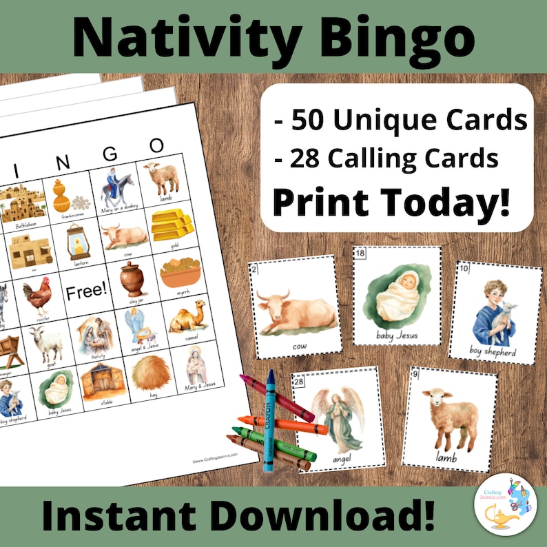 50 Nativity Bingo Cards | Instant Download | Christian Christmas ...