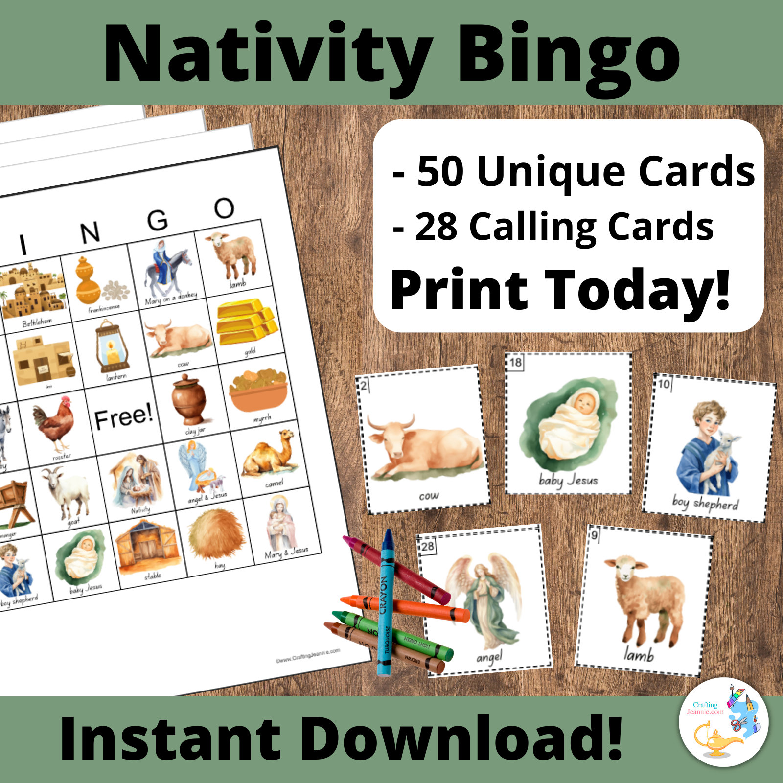 50 Nativity Bingo Cards | Instant Download | Christian Christmas ...