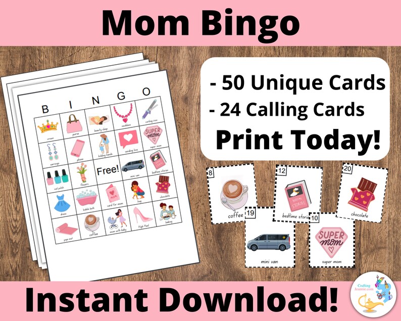 Mother's Day Bingo Cards: 50 Printable Bingo Cards Mom - Etsy