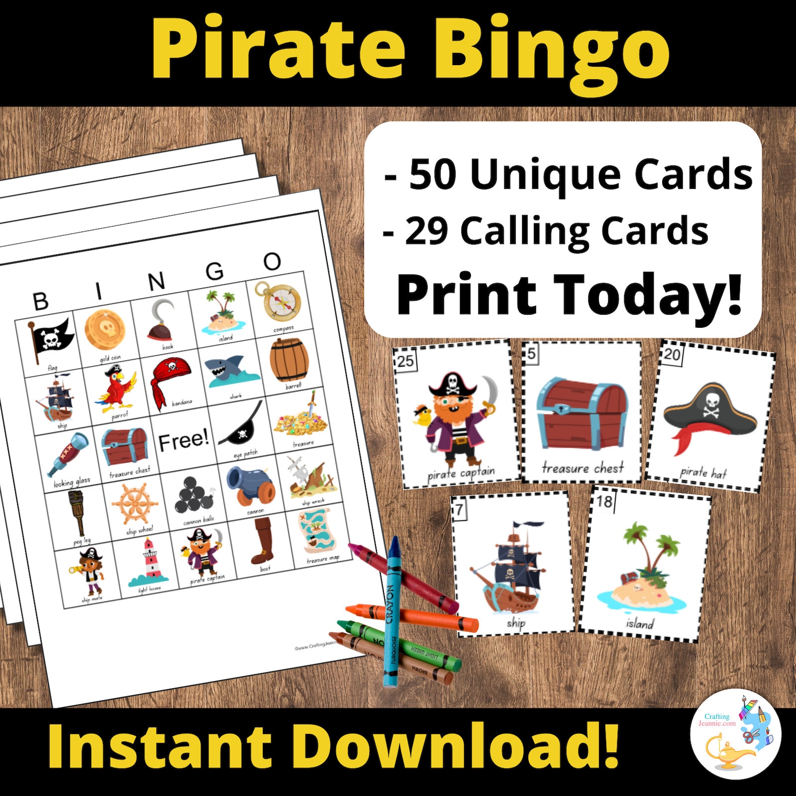 Pirate Bingo Cards Instant Download, Pirate Party Bingo Game, Pirate ...