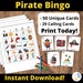 Pirate Bingo Cards Instant Download, Pirate Party Bingo Game, Pirate ...
