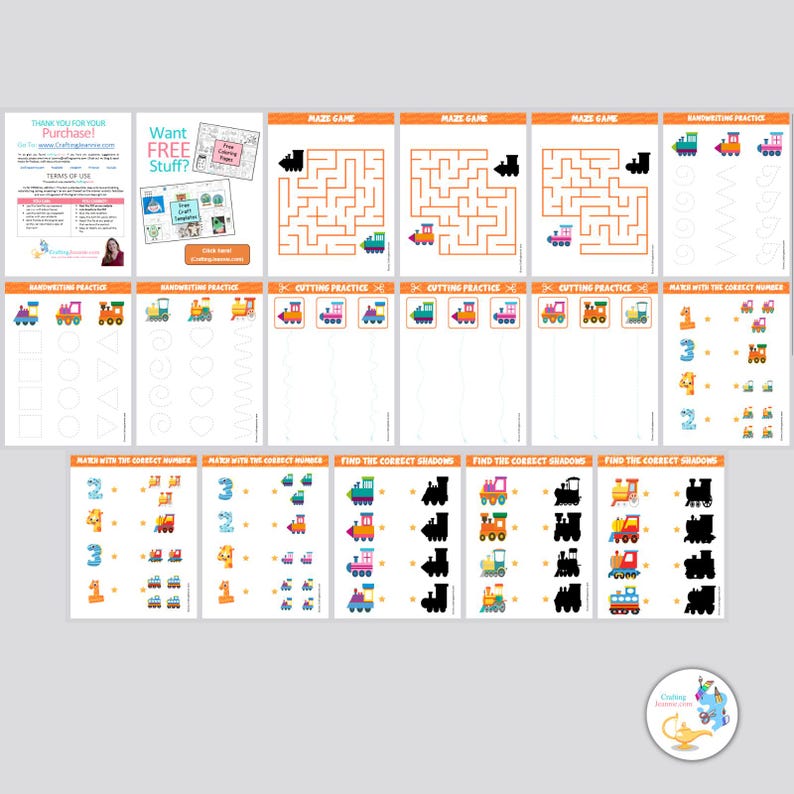 Printable Train Worksheets for Preschoolers, Kindergarteners and ...