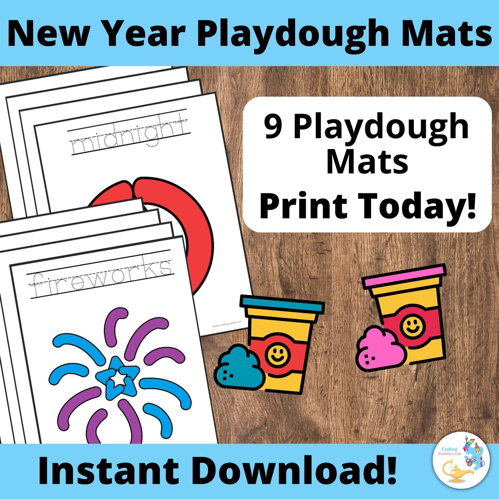 New Year Playdough Mats for Preschoolers and Kids, New Year Activities ...