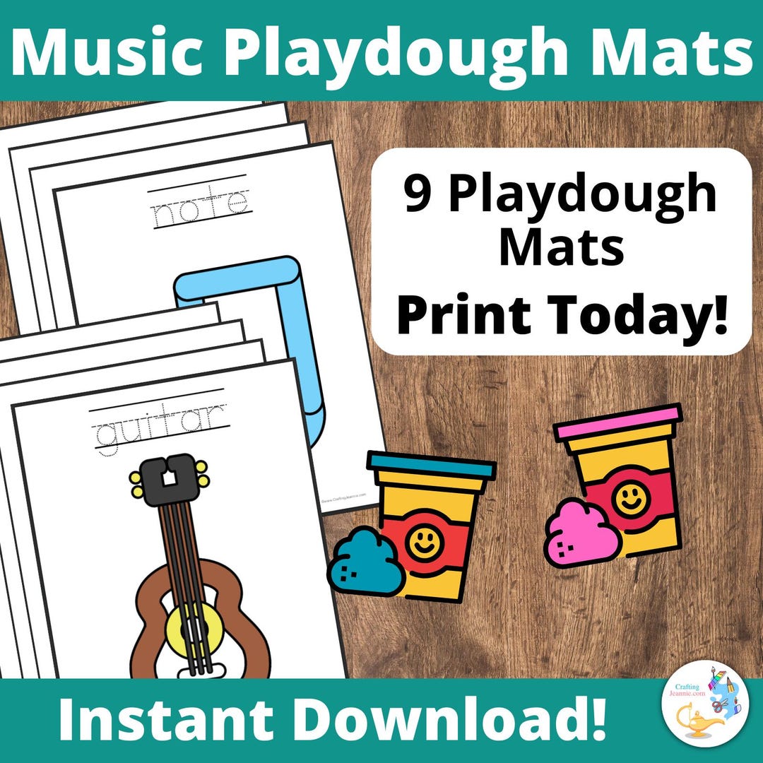 Music Playdough Mats for Preschoolers and Kids, Musical Activities for ...