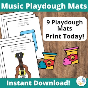 Music Playdough Mats for Preschoolers and Kids, Musical Activities for ...