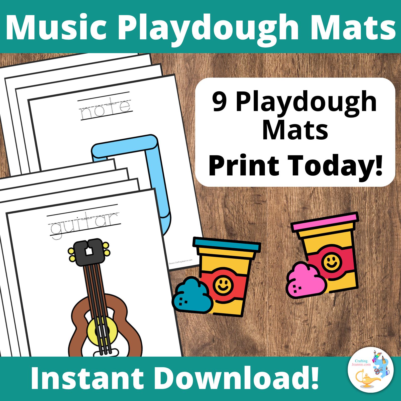 Music Playdough Mats for Preschoolers and Kids, Musical Activities for ...