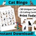 Cat Bingo Cards: Printable Bingo Cards, 50 Cards, Kids Game Activity ...