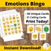 Emotion Bingo Cards: Printable Bingo Cards, 50 Cards, Kids Game ...