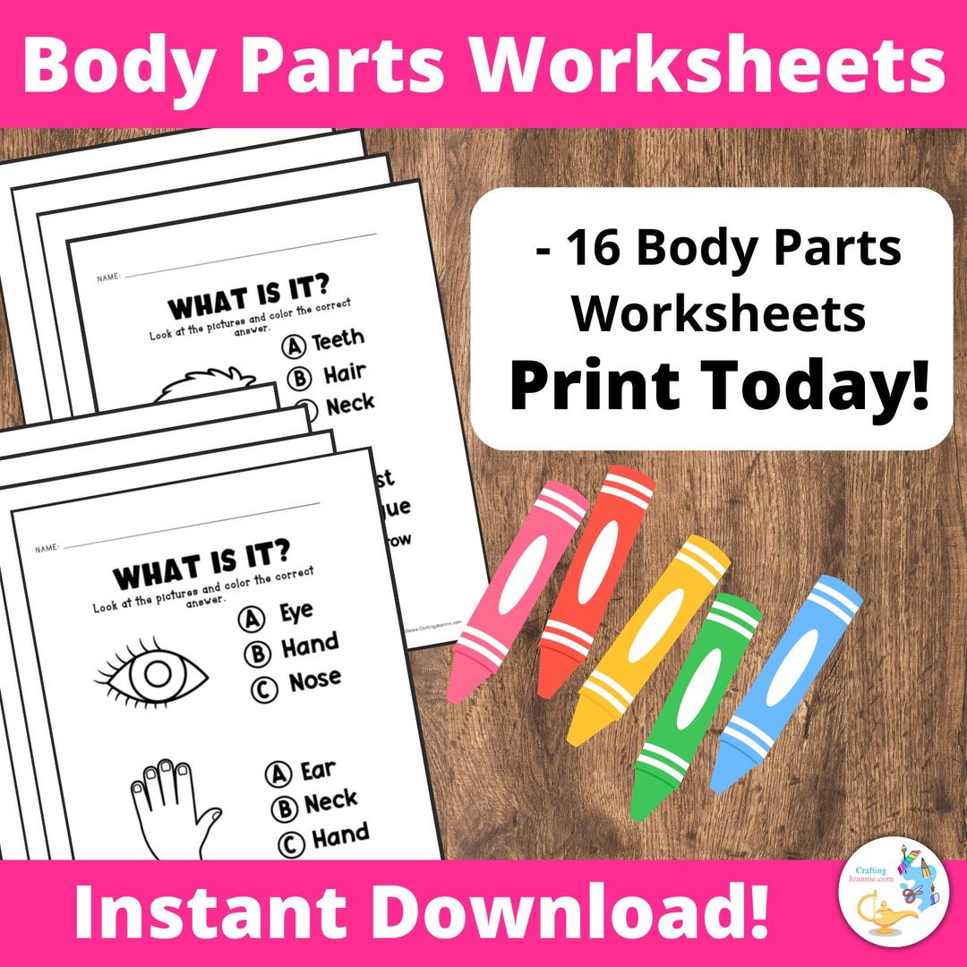 Body Part Worksheets for Health Class for Kids, Body Part Activities ...