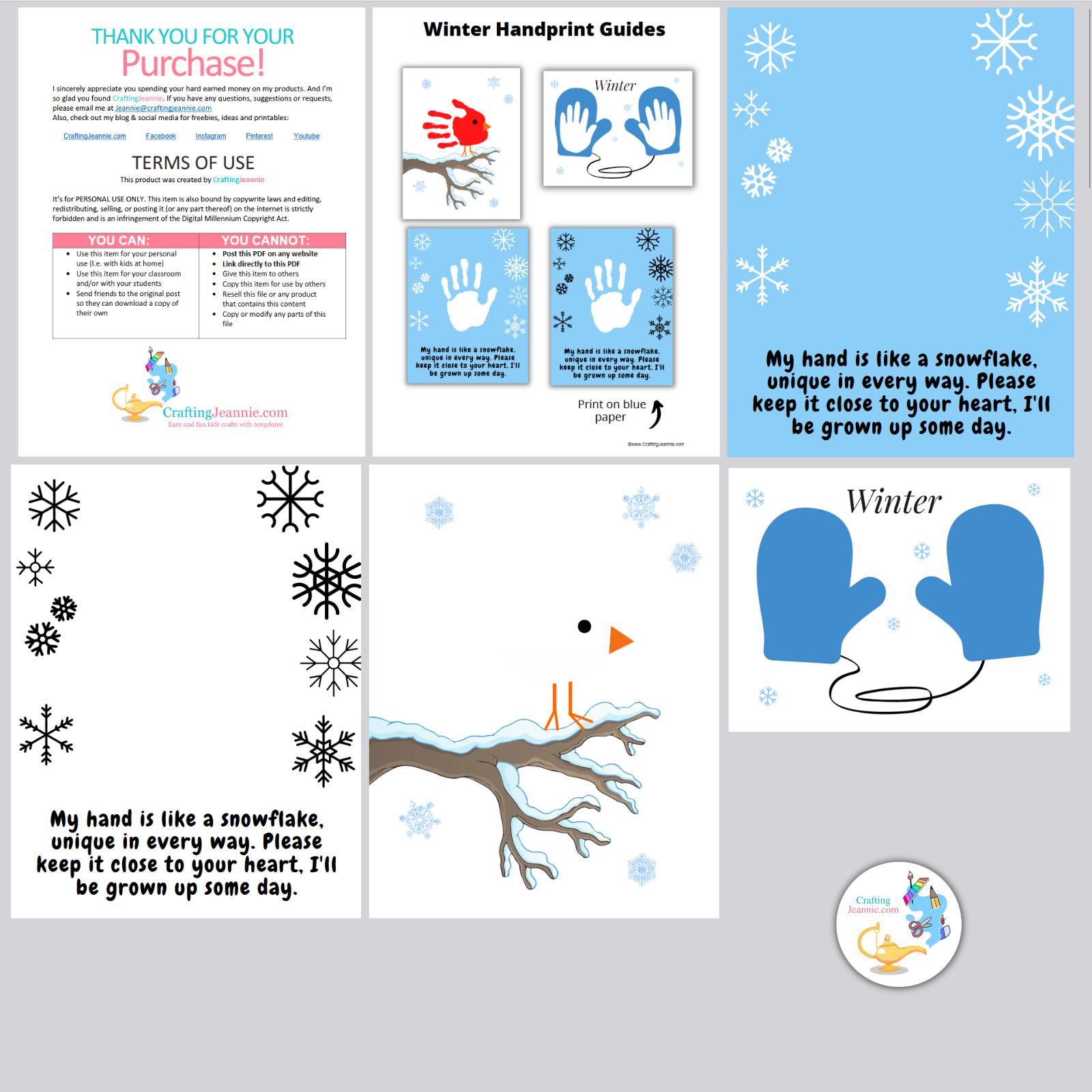 Printable Winter Handprint Craft for Preschoolers, Kindergarteners and ...