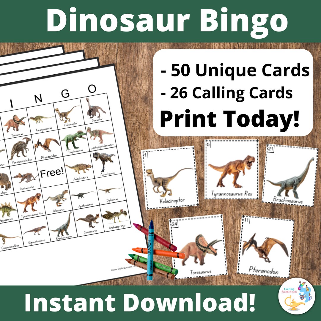 Dinosaur BINGO Game L Dino Activities L Dinosaur Birthday Party L ...