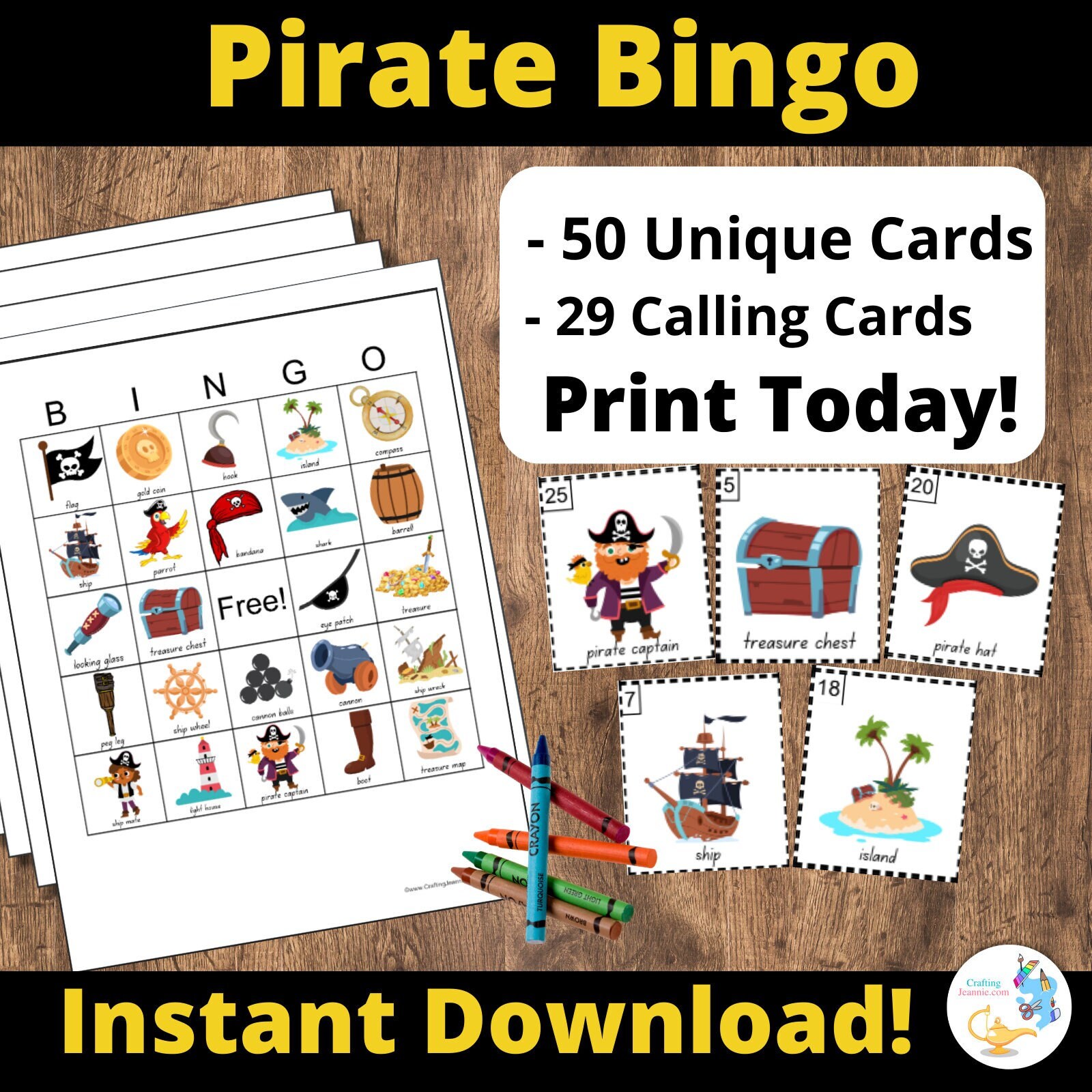 Pirate Bingo Cards Instant Download Pirate Party Bingo Game - Etsy ...