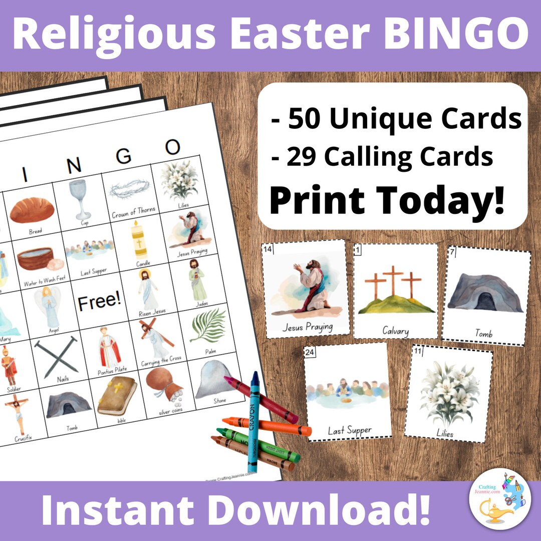 Religious Easter BINGO 50 Cards, Jesus, Religious Easter, CCD Game ...