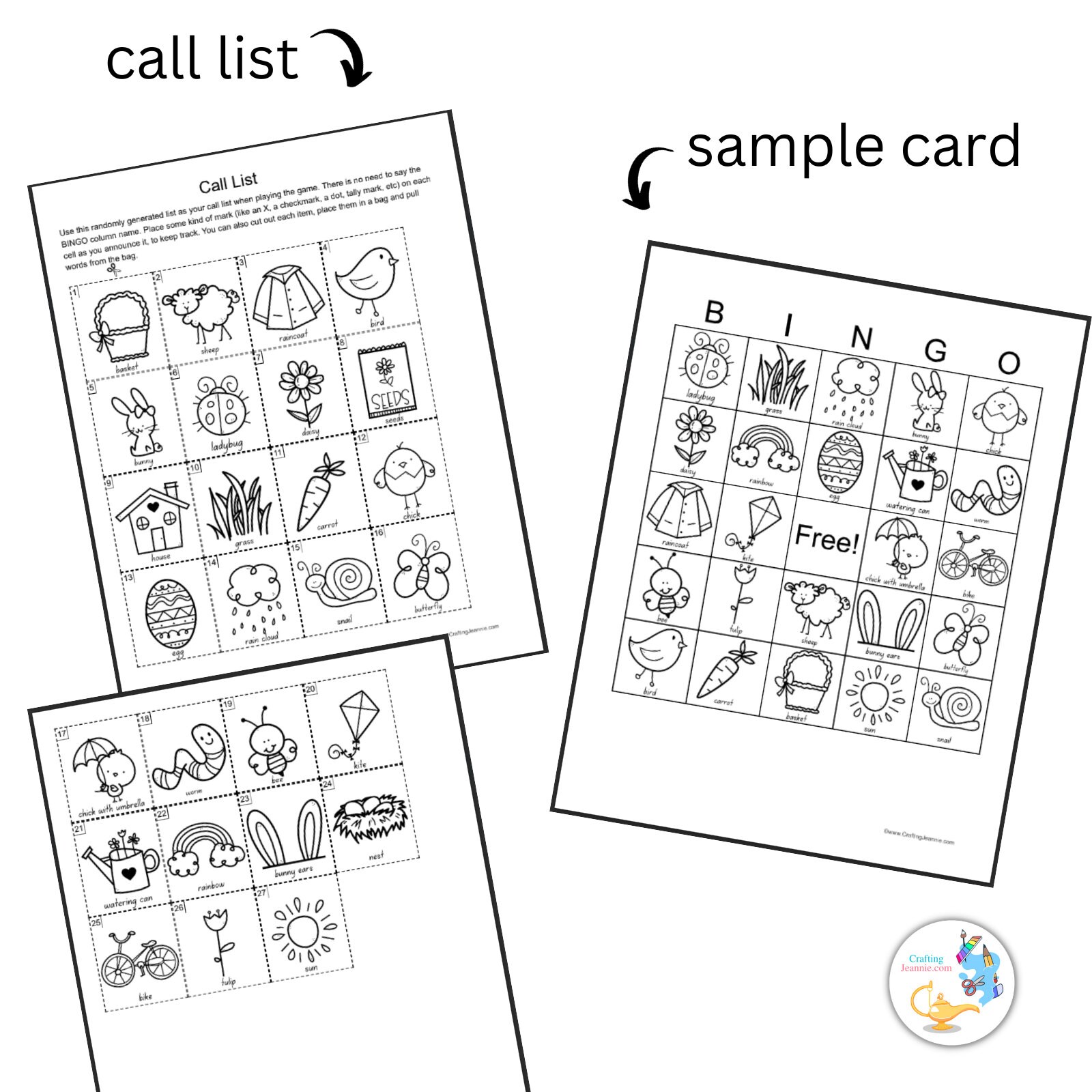 Black and White Spring Bingo Printable 50 Unique Bingo Cards Perfect ...