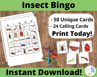 Bug Bingo Birthday Party Game Digital 5x7 Kids Insects Bingo - Etsy