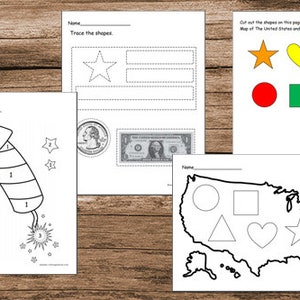 USA Preschool Worksheets Printable - Patriotic Worksheets - Fourth of ...