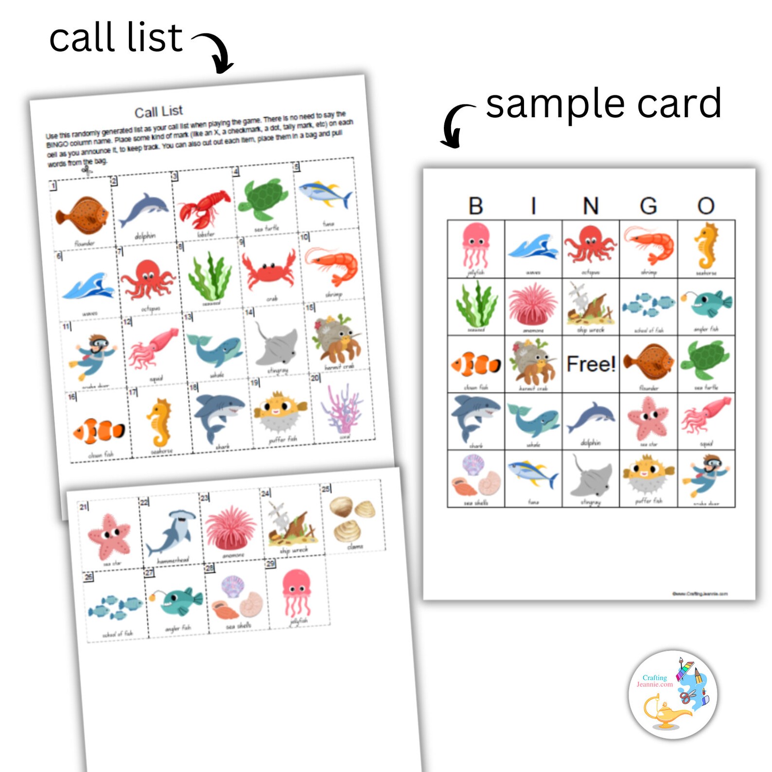 Ocean Bingo Printable - 50 Unique Ocean Bingo Cards DIY Printable Game ...