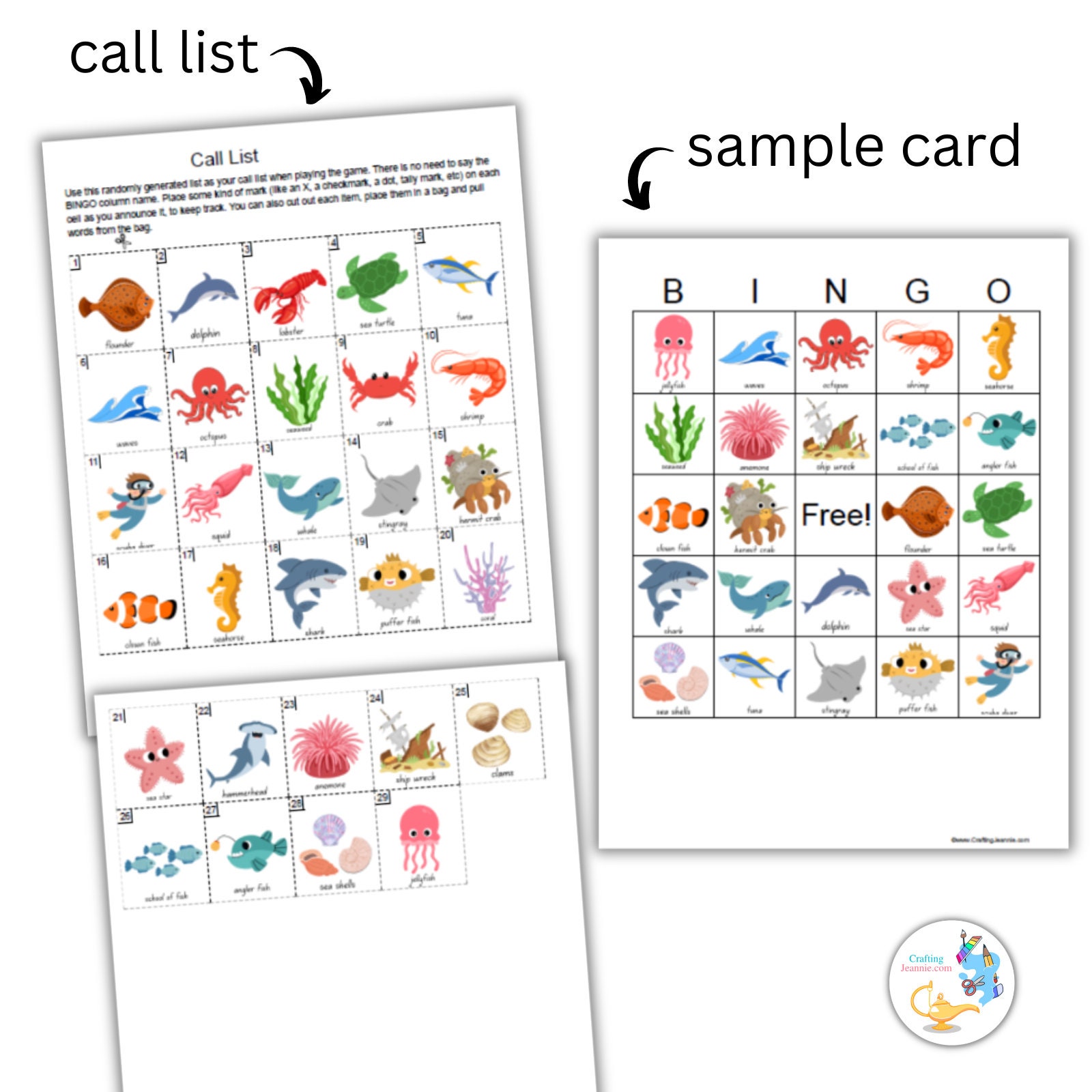 Ocean Bingo Printable - 50 Unique Ocean Bingo Cards DIY Printable Game ...