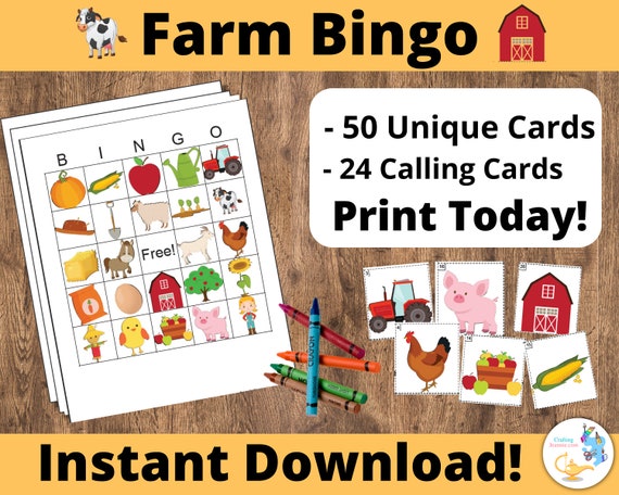 Farm Bingo Free Printable – Printable Bingo Cards🍾 Descubra a emoção do ...