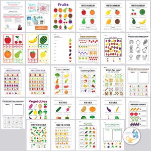 Printable Fruit & Vegetable Worksheets for Preschoolers (apple, Orange ...