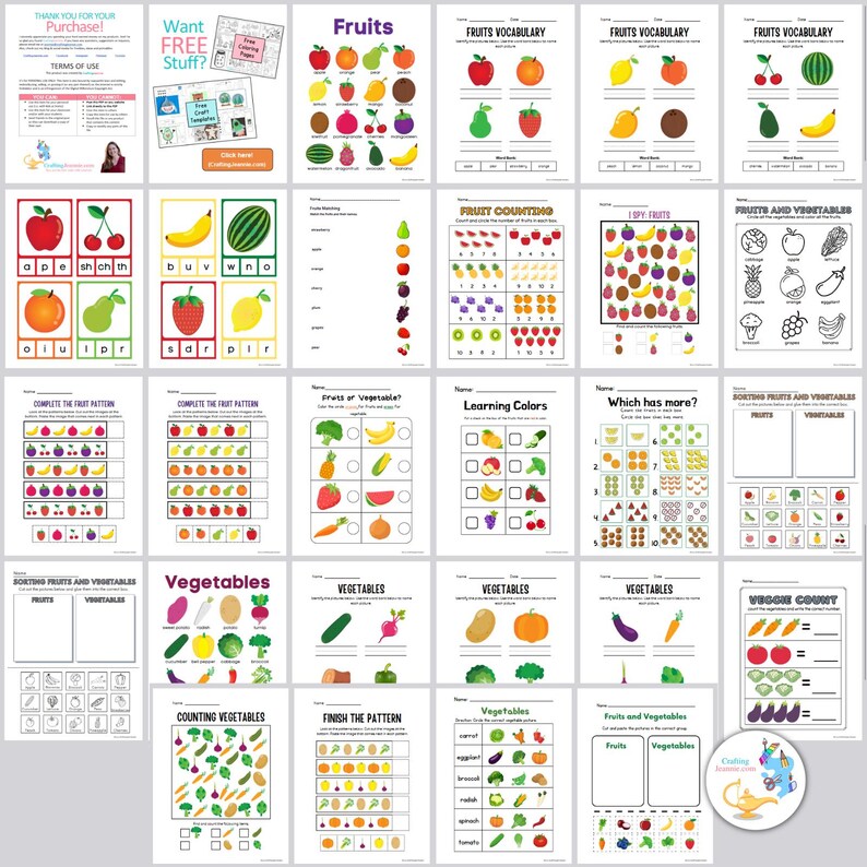 Printable Fruit & Vegetable Worksheets for Preschoolers (apple, Orange ...