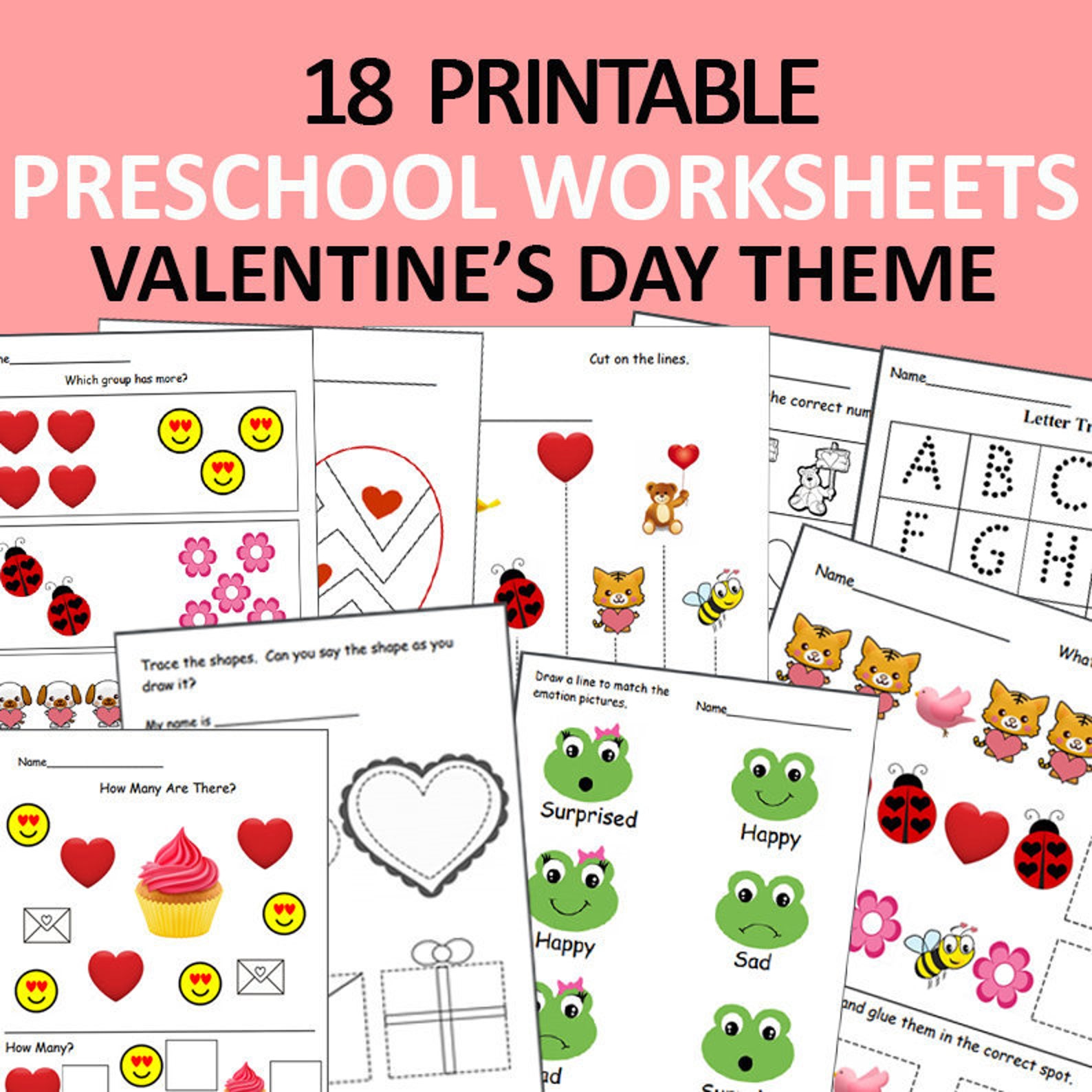Valentine's Day Preschool Worksheets Printable - Valentine's Preschool ...