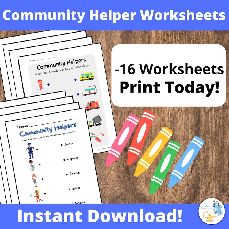 Community Helpers Worksheets for Kids, Community Helper Workbook for ...