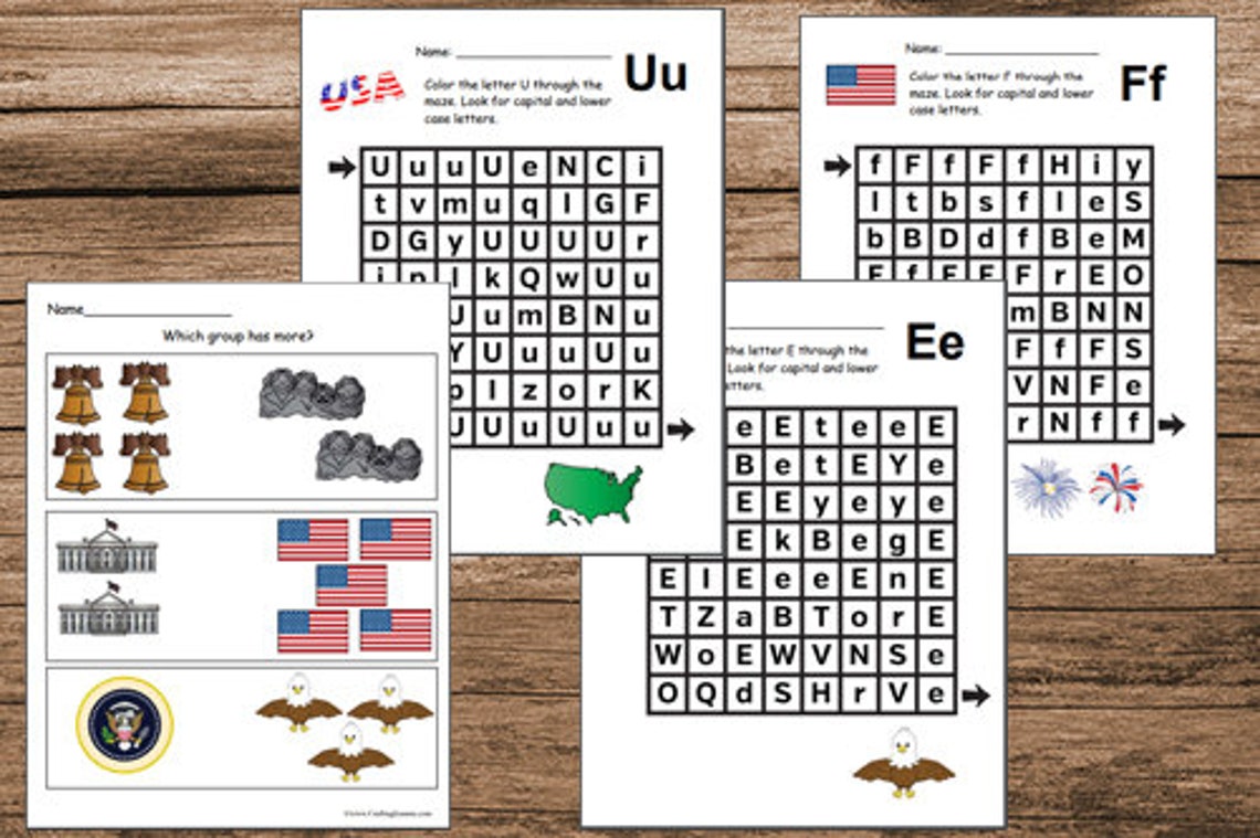 USA Preschool Worksheets Printable Patriotic (Download Now) - Etsy
